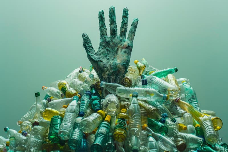 Hand Raised from a Mountain of Garbage Stock Image - Image of planet ...