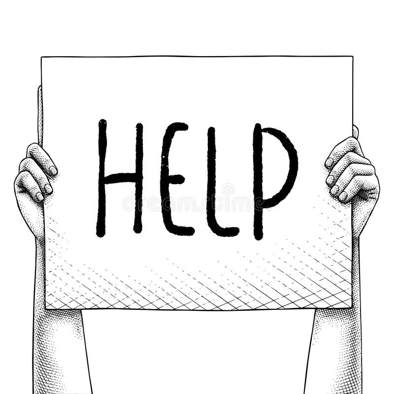 Hand Raises a Sign that Says Help Stock Vector - Illustration of hand ...