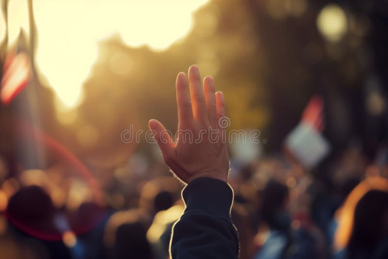 Hand Raising in Front of Voters. Election Concept Stock Illustration ...