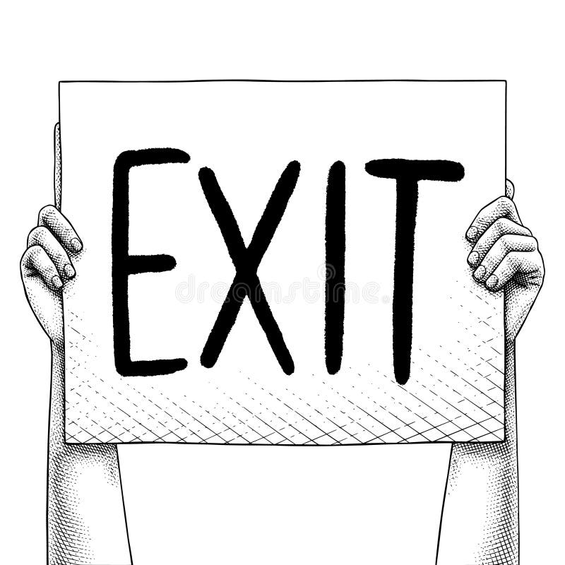 Hand Raising a Sign that Says Exit Stock Vector - Illustration of ...