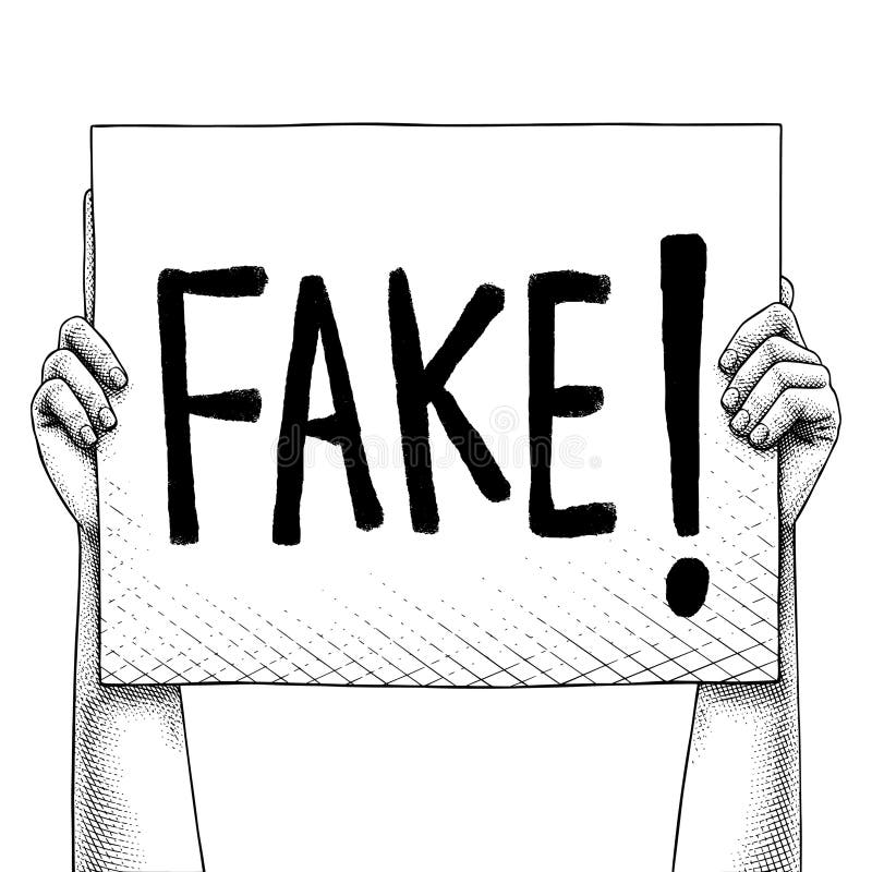 Hand Raising a Sign that Says Fake Stock Vector - Illustration of trust ...