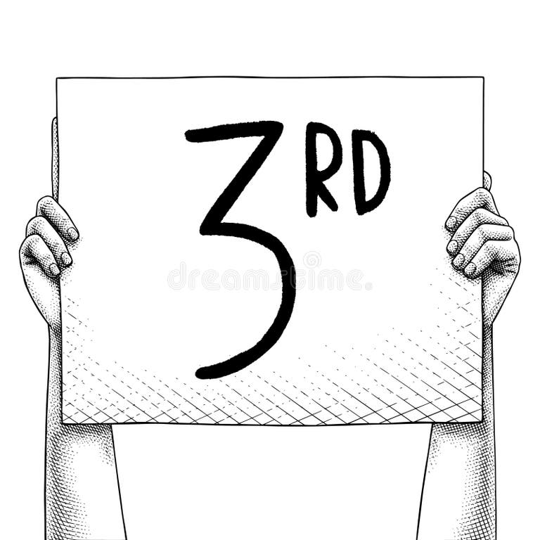Hand Raising a Sign that Says 3RD Stock Vector - Illustration of ...