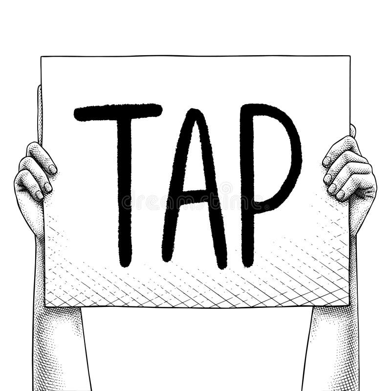 Hand Raising a Sign that Says TAP Stock Vector - Illustration of party ...