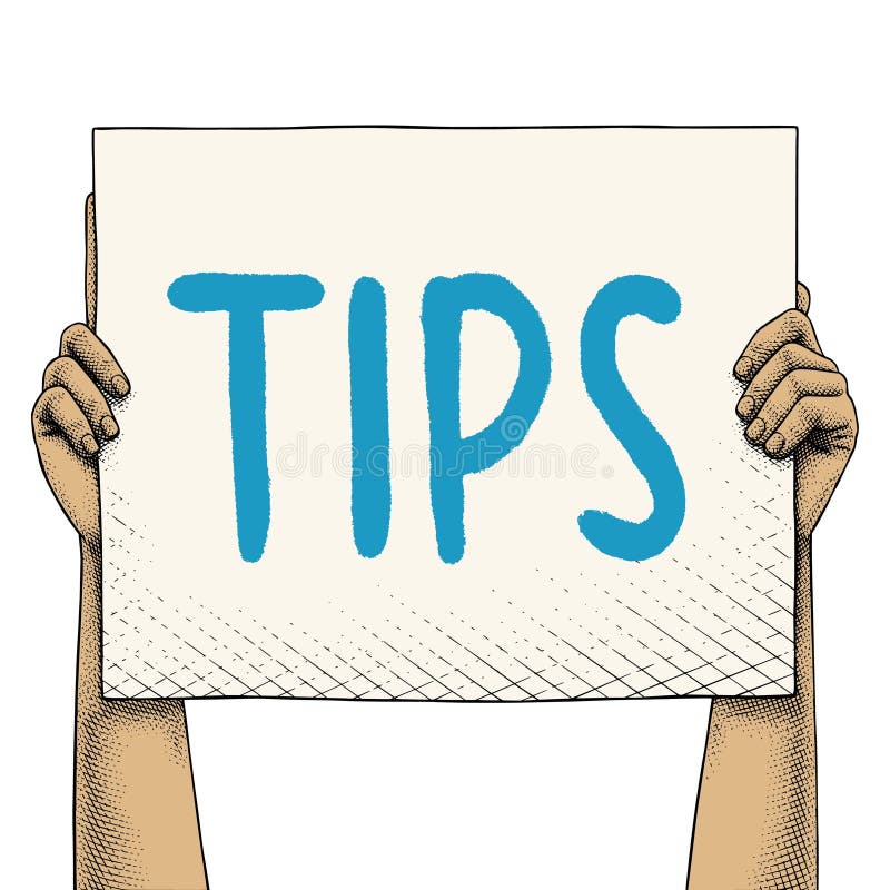 Hand Raising a Sign that Says TIPS Stock Vector - Illustration of ...