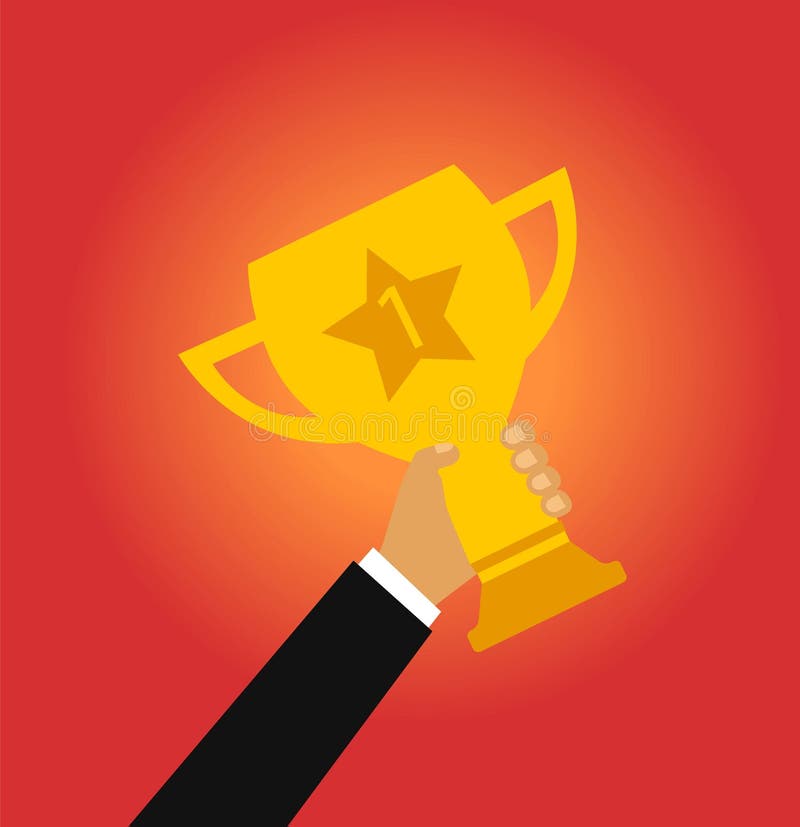 Hand Raising Trophy. Trophy Icon. Vector Illustration Stock ...