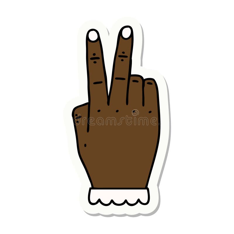 Hand Raising Two Fingers Gesture Sticker Stock Vector - Illustration of ...