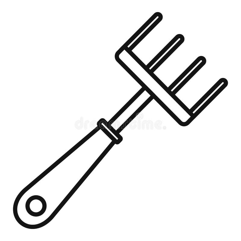 Hand Rake Icon, Outline Style Stock Vector - Illustration of black ...