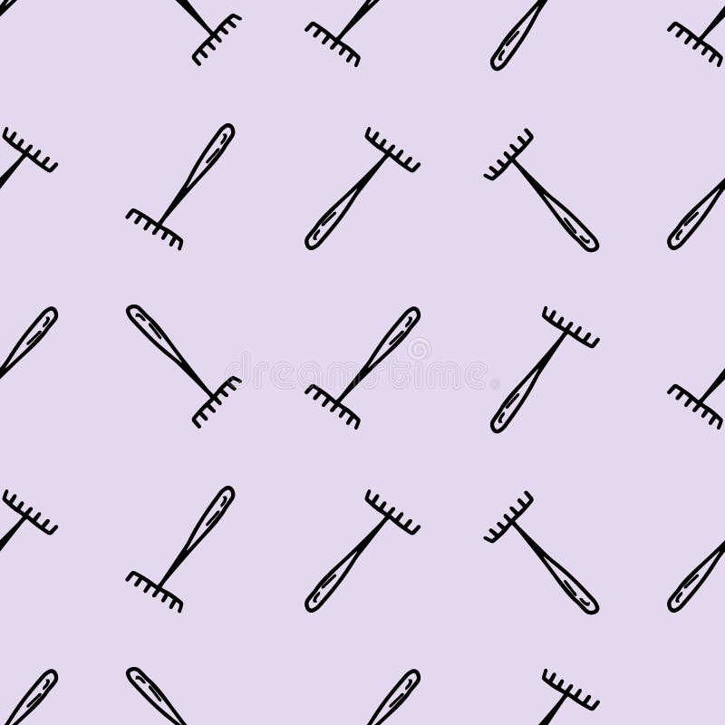 Hand Rake Icon Seamless Pattern, Rake Tool Icon Vector Illustration ...