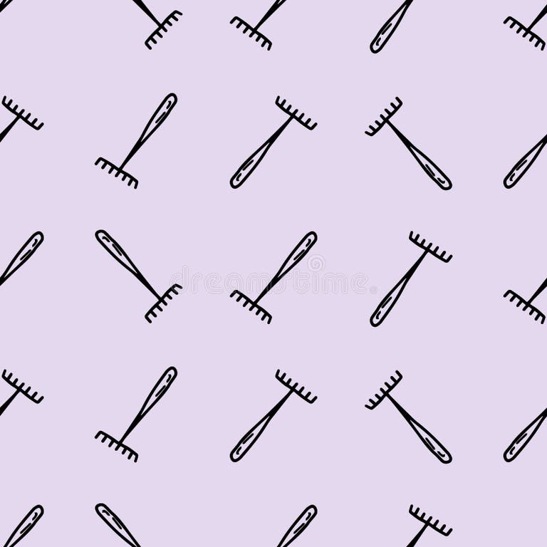 Hand Rake Icon Seamless Pattern, Rake Tool Icon Vector Illustration ...