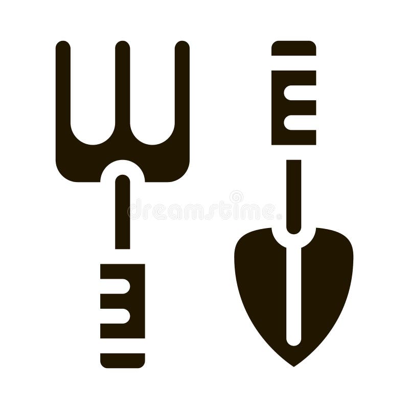 Hand Rake and Shovel Tools Icon Vector Glyph Illustration Stock Vector ...
