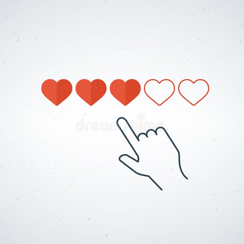 Hand with Rating Hearts, Customer Experience Concept, Best Excellent ...