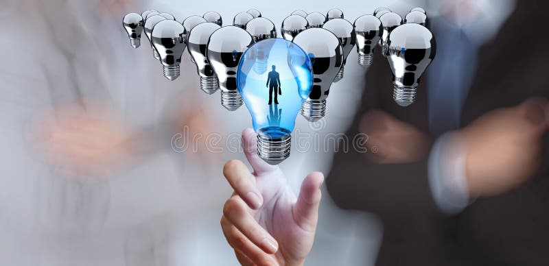 Hand Reach 3d Light Bulb of Leadership Stock Image - Image of brain ...