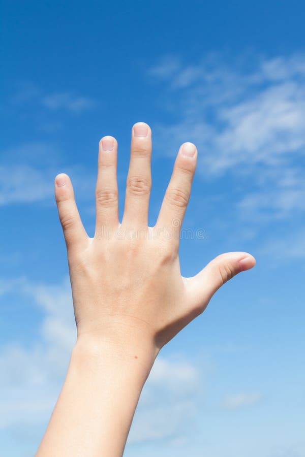Hand reach to the blue sky stock image. Image of dreams - 27186659