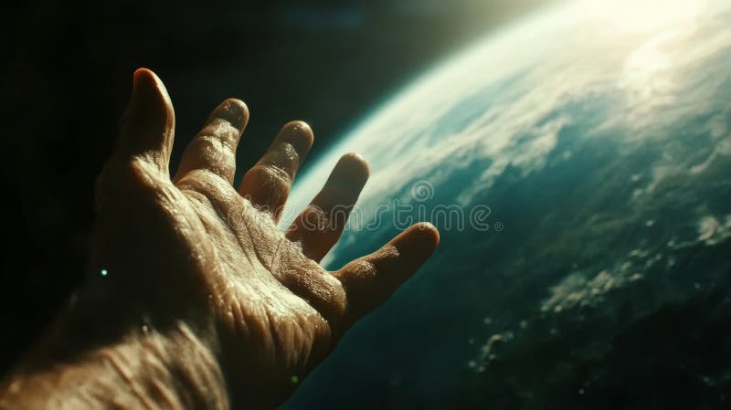A Hand Reaches for Earth Reflecting Genesis and the Divine Creation of ...