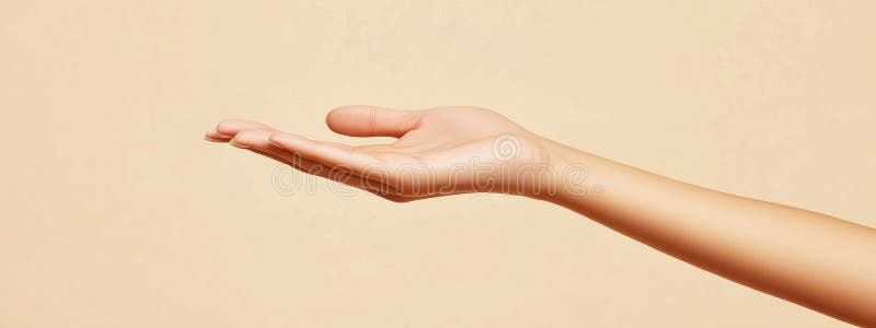 An Open Hand Reaching Out Against a Soft Beige Background, Inviting ...