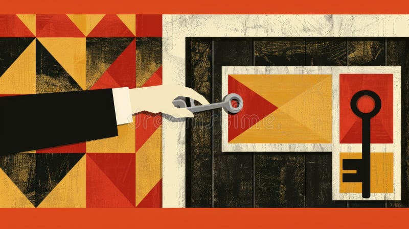 Hand Reaches through a Geometric Keyhole, Holding a Key Stock Photo ...