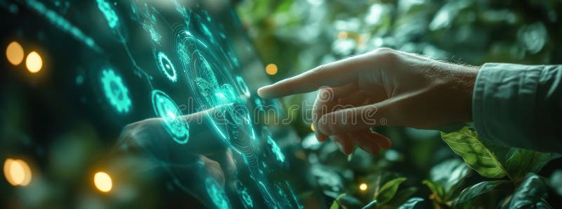 Innovative Technology Concept with a Hand Interacting with a Digital ...