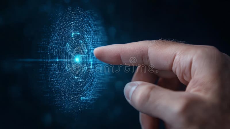 A Hand Reaches Out To Touch a Glowing Digital Sphere, Representing Data ...