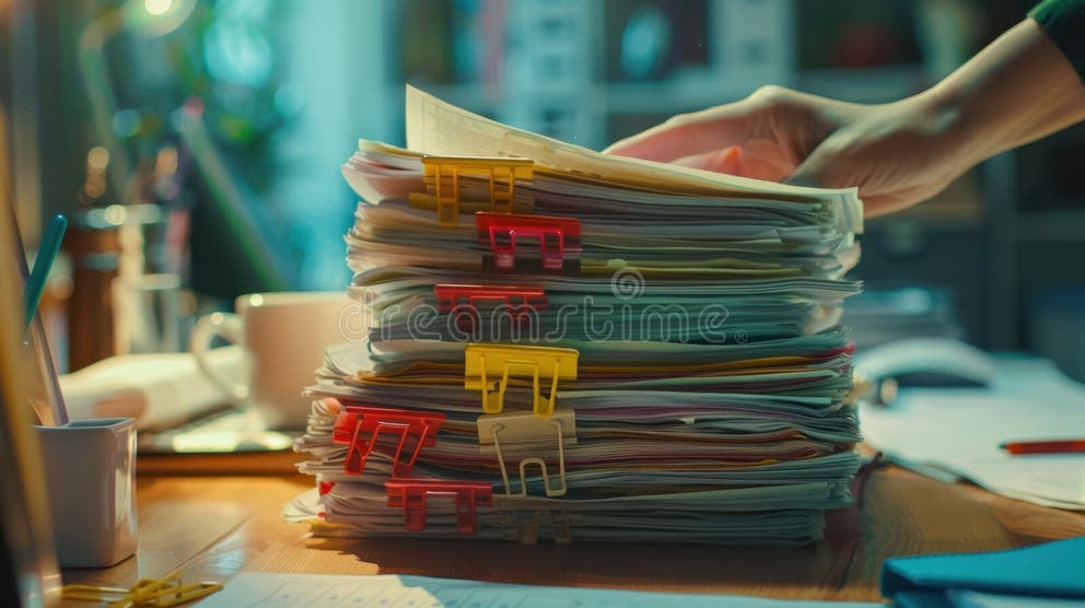 The Stack of Organized Files.AI Generated Image Stock Photo - Image of ...