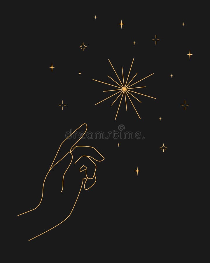 Hand Reaches for the Star, Astrological Celestial Tarot. Stock Vector ...