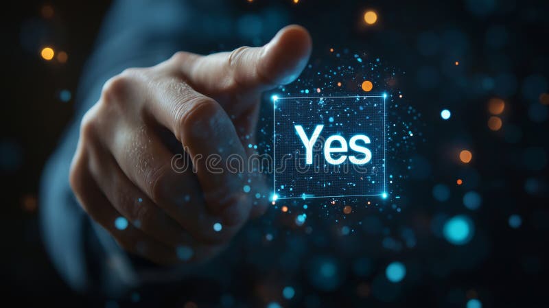 Deciding the Future with a Digital Yes or No Choice Moment Stock Image ...