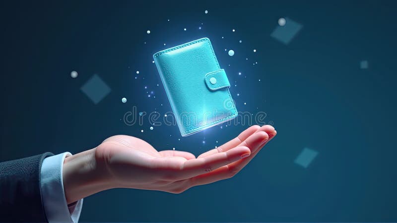 Hand Reaching for a Blue Wallet Stock Illustration - Illustration of ...