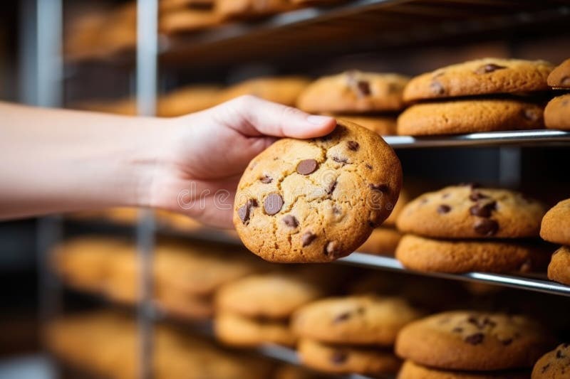 Hand Reaching for a Chocolate Chip Cookie on a High Shelf Stock ...