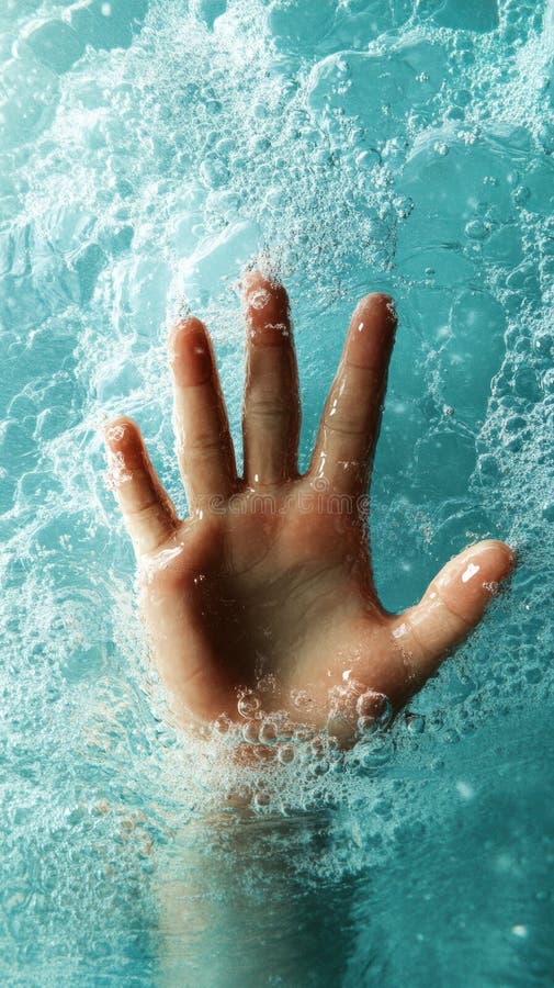 Hand Reaching through Clear, Bubbling Water Surface, AI Stock Photo ...