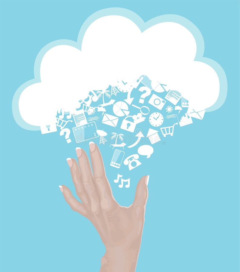Hand Reaching for Cloud Computing Icons Stock Vector - Illustration of ...