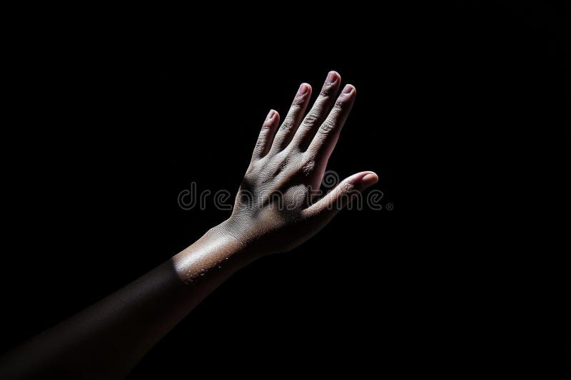 Hand Reaching into Darkness with Dramatic Shadow and Light Contrast ...