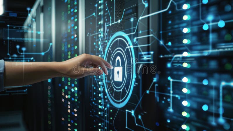 Hand Reaching Digital Lock Server Room Screen Stock Photos - Free ...