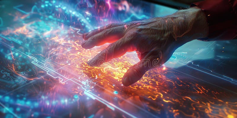 A Hand Reaching into the Digital World Stock Illustration ...