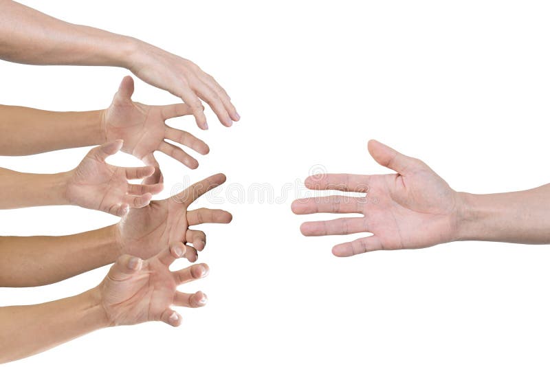 Hand Reaching for Helping Hand, Isolated on White Stock Photo - Image ...