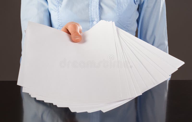 Hand Reaching Out Blank Documents Stock Image - Image of bank, human ...