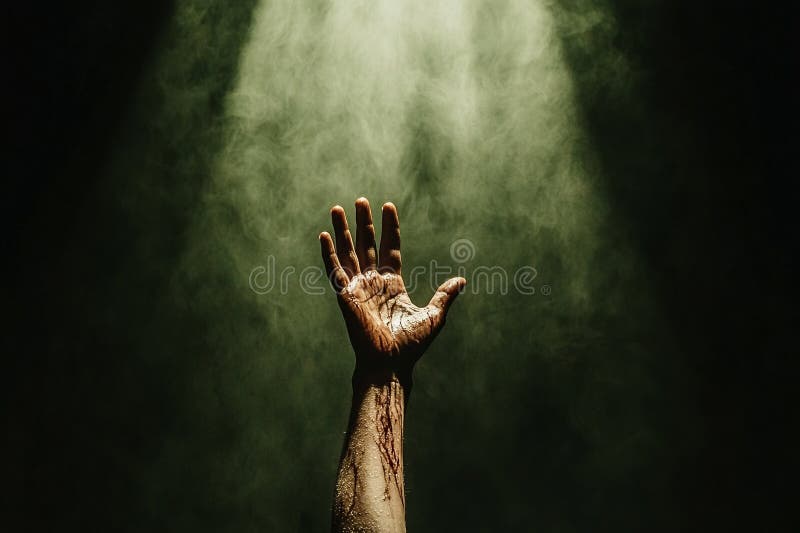Hand Reaching Out in Dramatic Light. Stock Image - Image of light ...