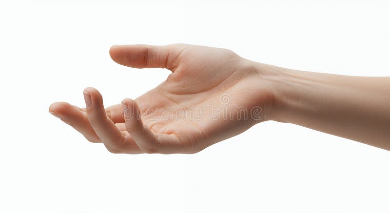 Hand Reaching Out - Empty Palm Gesture on White Background Stock ...