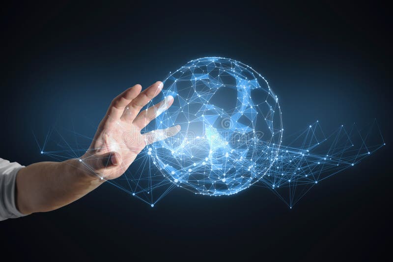 Hand Reaching Out To a Digitally Rendered Globe, Symbolizing Global ...