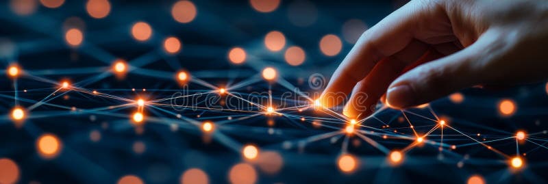 Hand Reaching Out To Glowing Network, Representing Technology ...