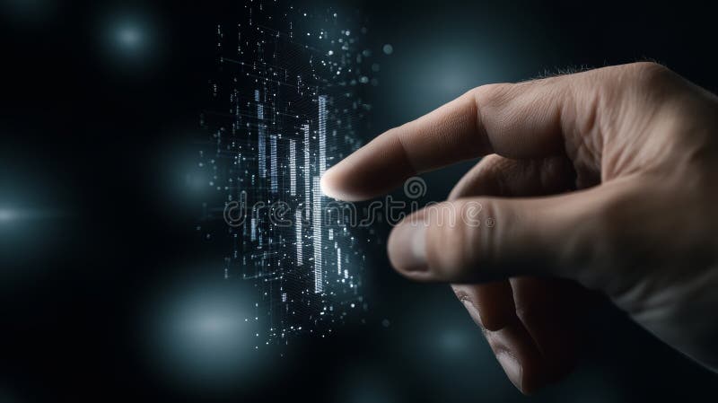 A Hand Reaching Out To Interact with Digital Particles, Symbolizing ...