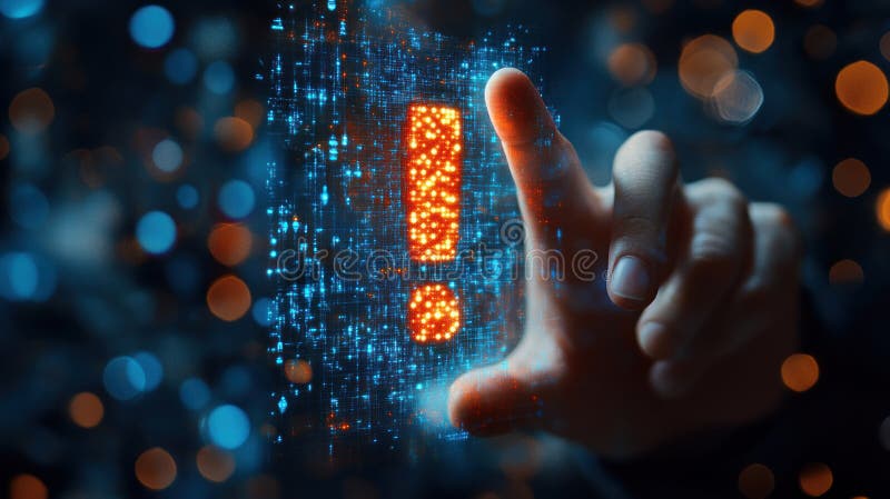 Glowing Exclamation Mark Moves on Black Background, Concept Draw ...