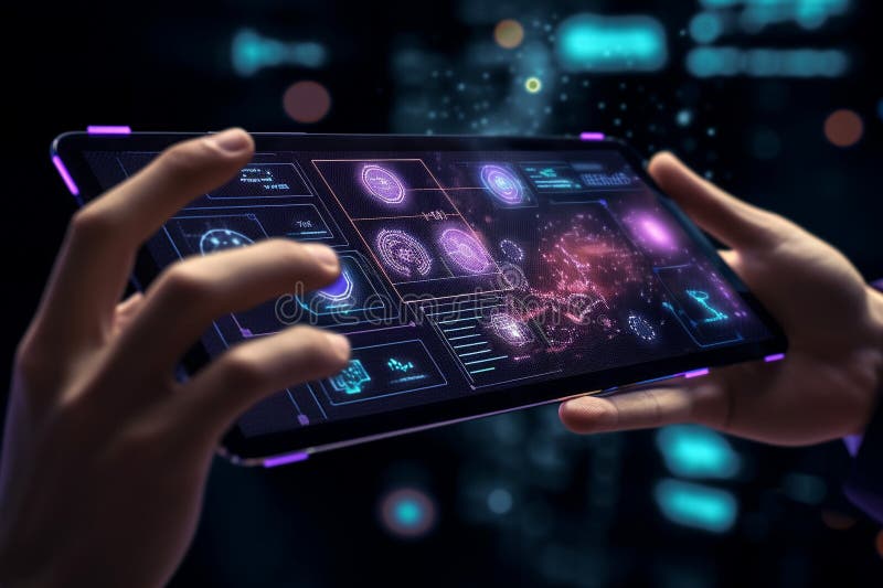 Hand Reaching Out To Touch an Interactive Data Screen, Symbolizing the ...