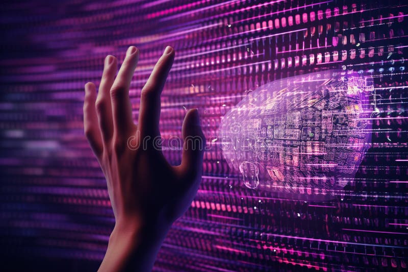 Hand Reaching Out To Touch an Interactive Data Screen, Symbolizing the ...