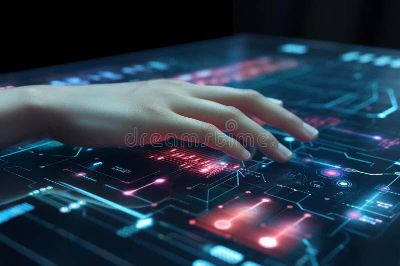 Hand Reaching Out To Touch an Interactive Data Screen, Symbolizing the ...
