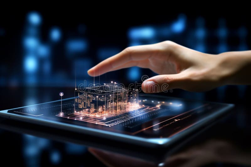 Hand Reaching Out To Touch an Interactive Data Screen, Symbolizing the ...