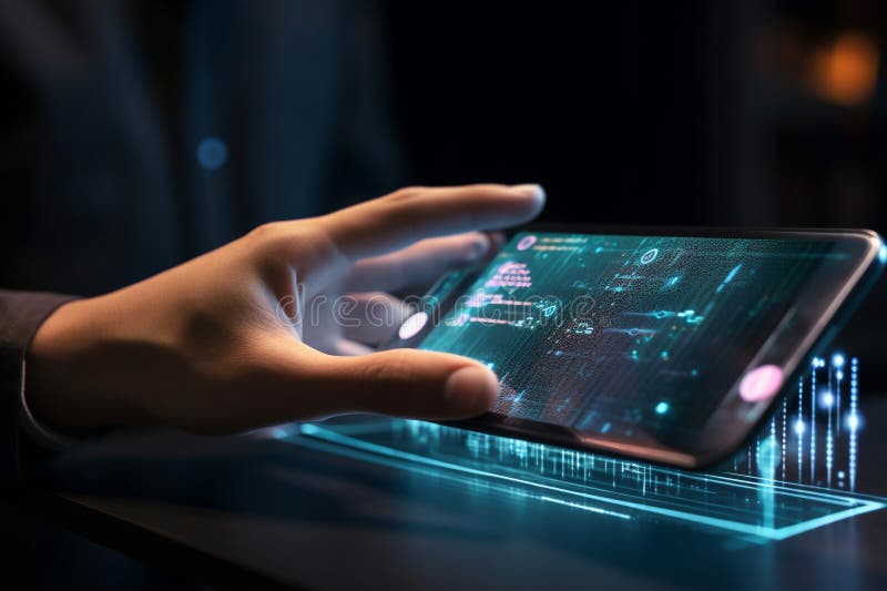 Hand Reaching Out To Touch an Interactive Data Screen, Symbolizing the ...