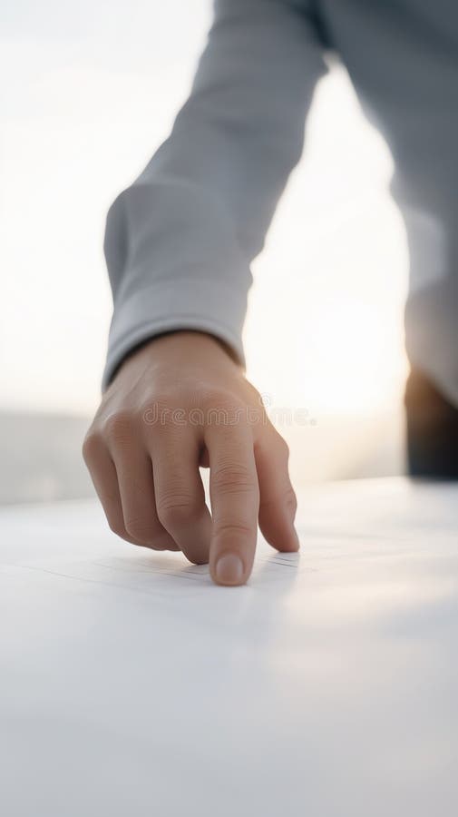 Close-up of a Hand Gently Touching a Smooth Surface, with Soft Natural ...