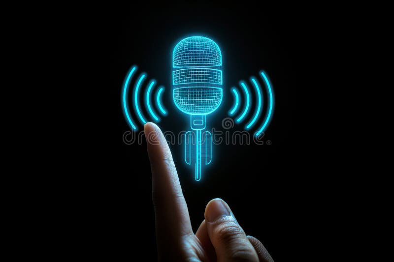Hand Interacting with Futuristic Virtual Microphone Interface Stock ...