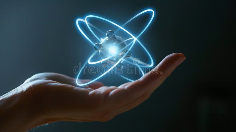 A Hand Reaching Out Towards a Glowing, Three-dimensional Representation ...