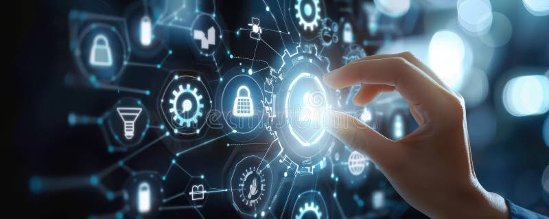 Hand Reaching for Service Interface with Icons. Stock Photo - Image of ...