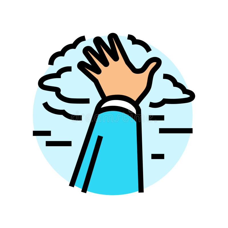 Hand Reaching Sky Progress Color Icon Vector Illustration Stock Vector ...